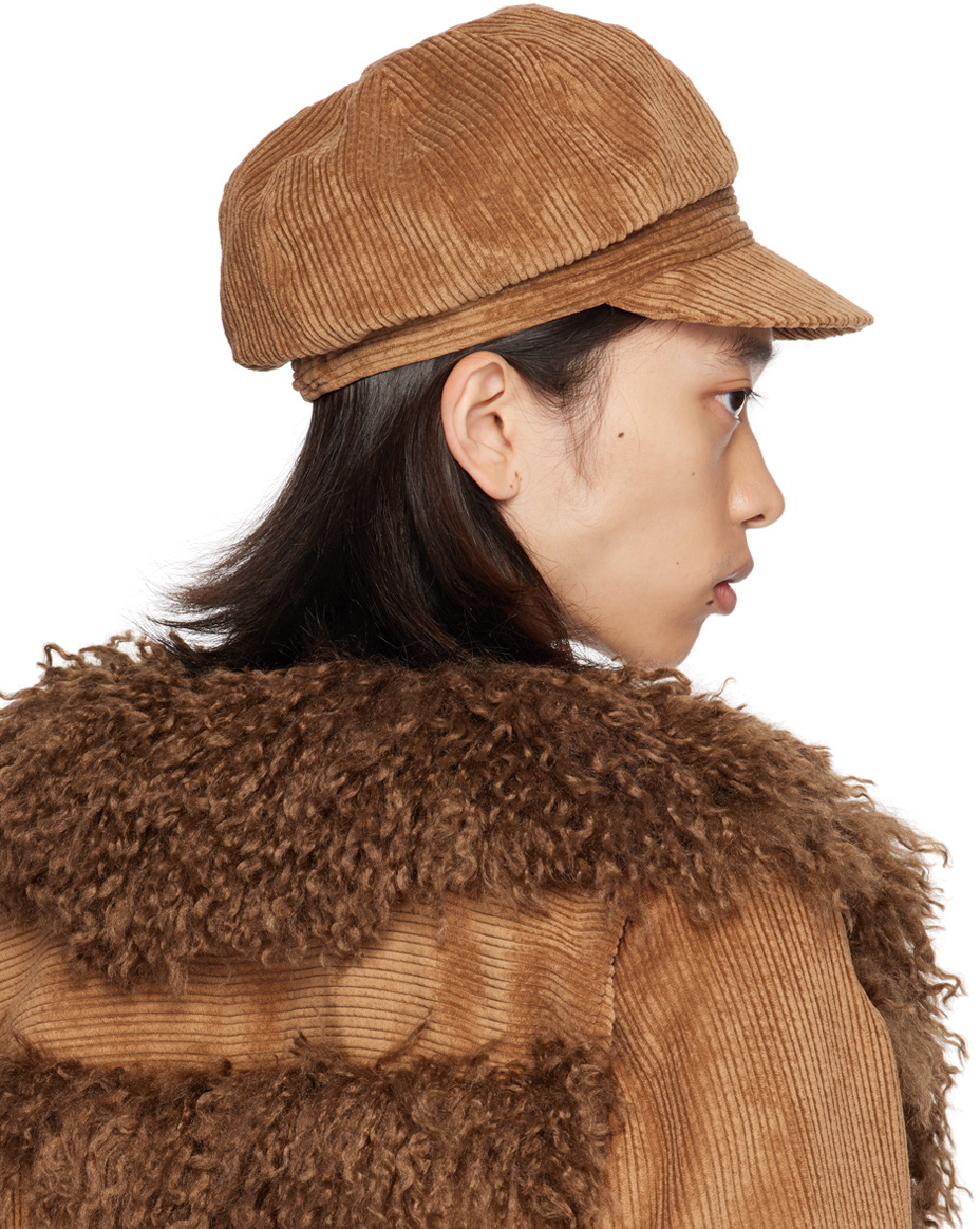 Anna Sui SSENSE Exclusive Brown Corduroy Cap Anna Sui
