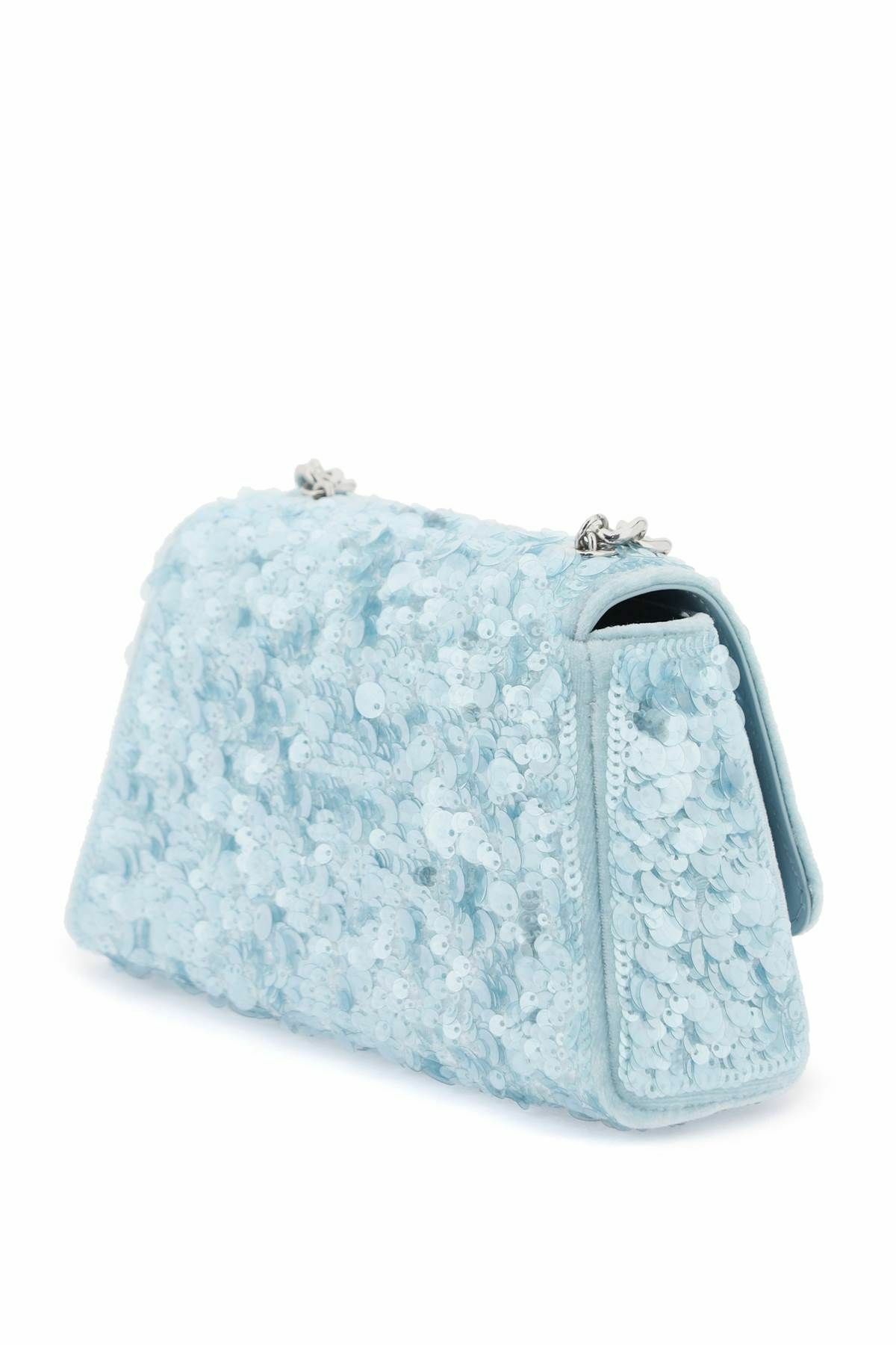 SELF PORTRAIT sequined bow mini shoulder bag Light blue Self-Portrait