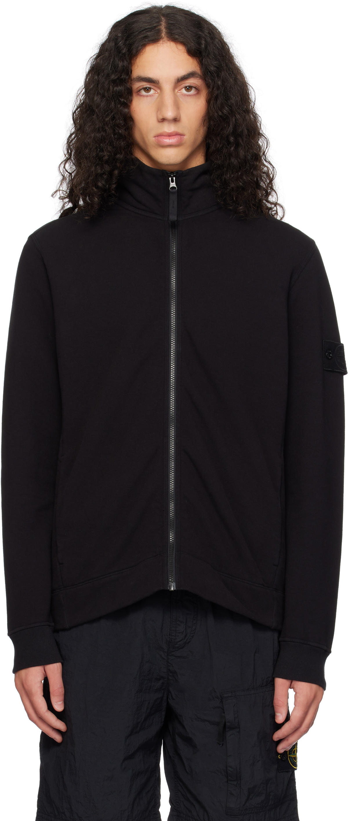 Stone Island Black 628F7 Organic Cotton Fleece Ghost Jacket Stone Island