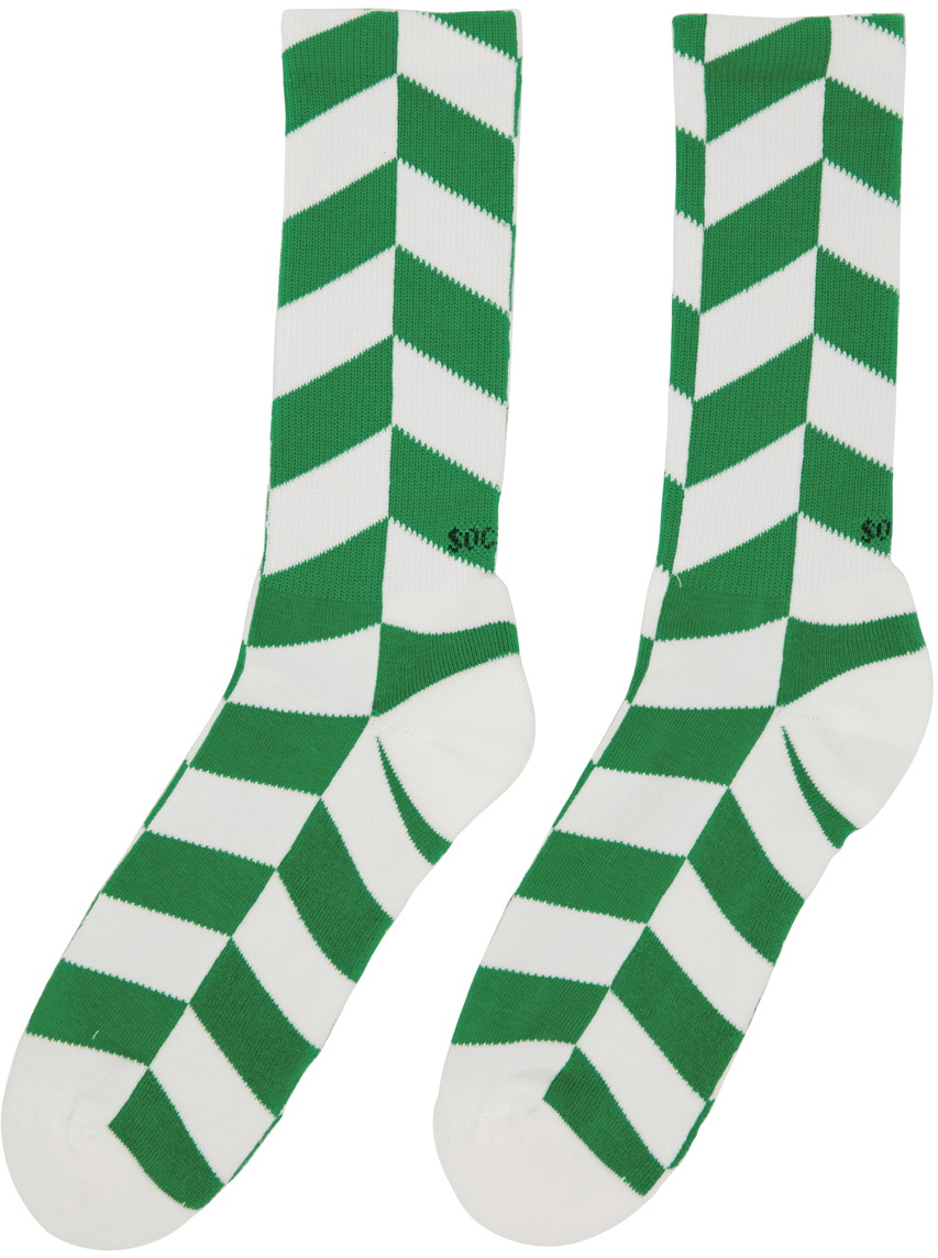 SOCKSSS Two-Pack Green & White Socks Socksss