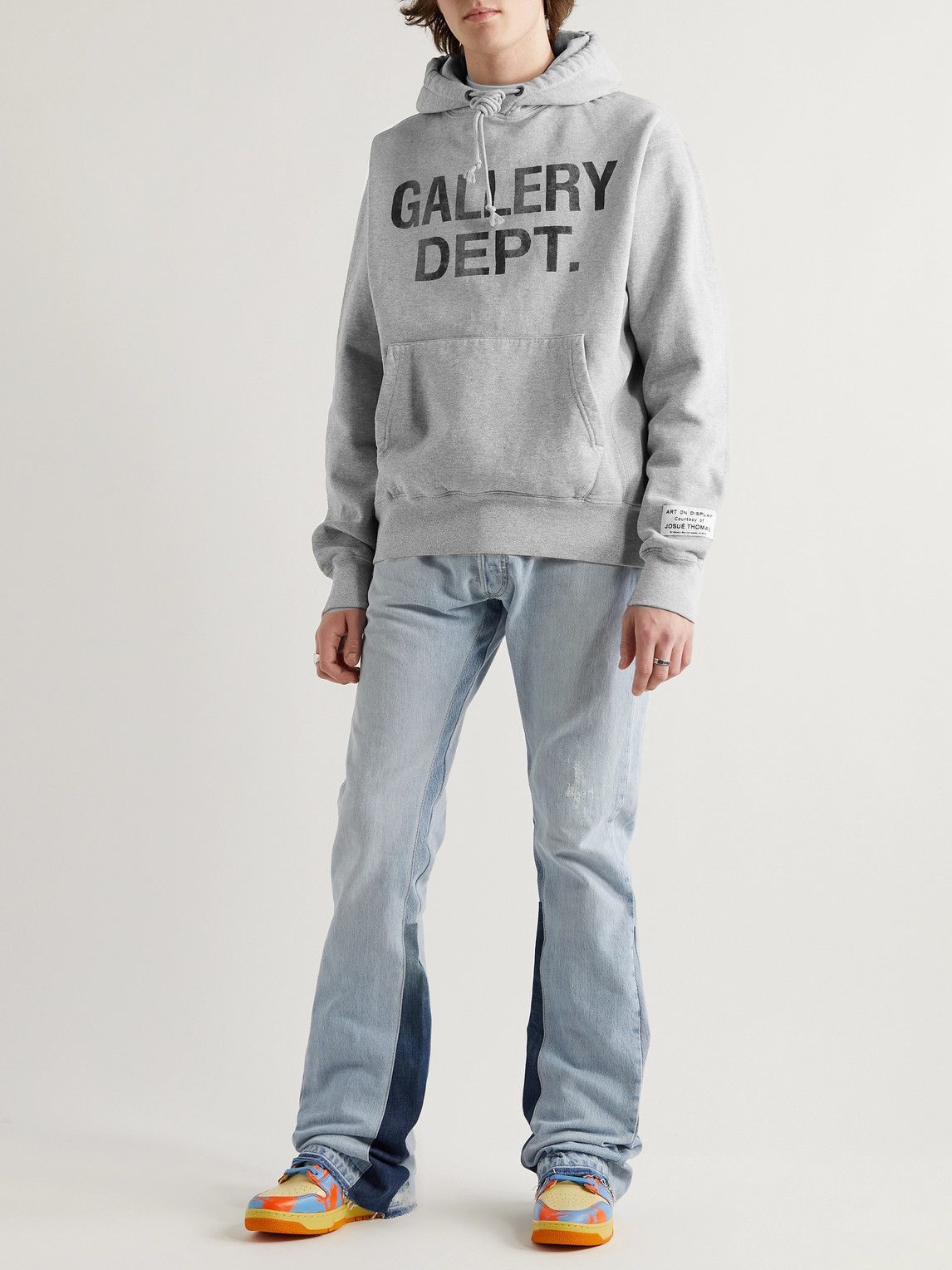 Gallery Dept. - Logo-Print Cotton-Jersey Hoodie - Gray Gallery Dept.