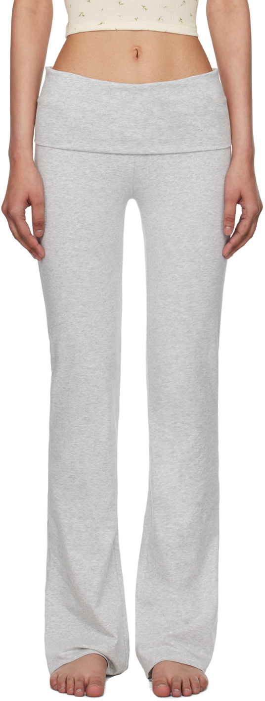 SKIMS Gray Cotton Jersey Foldover Lounge Pants SKIMS