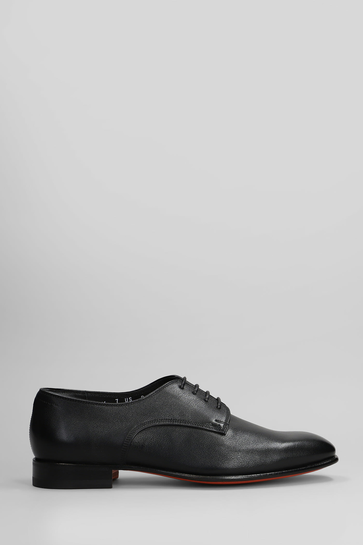 Santoni Archer Lace Up Shoes In Black Leather Santoni