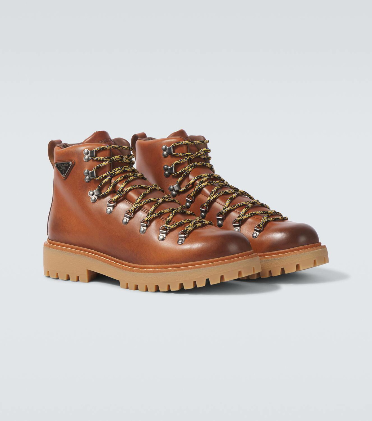Prada Logo leather lace-up boots Prada