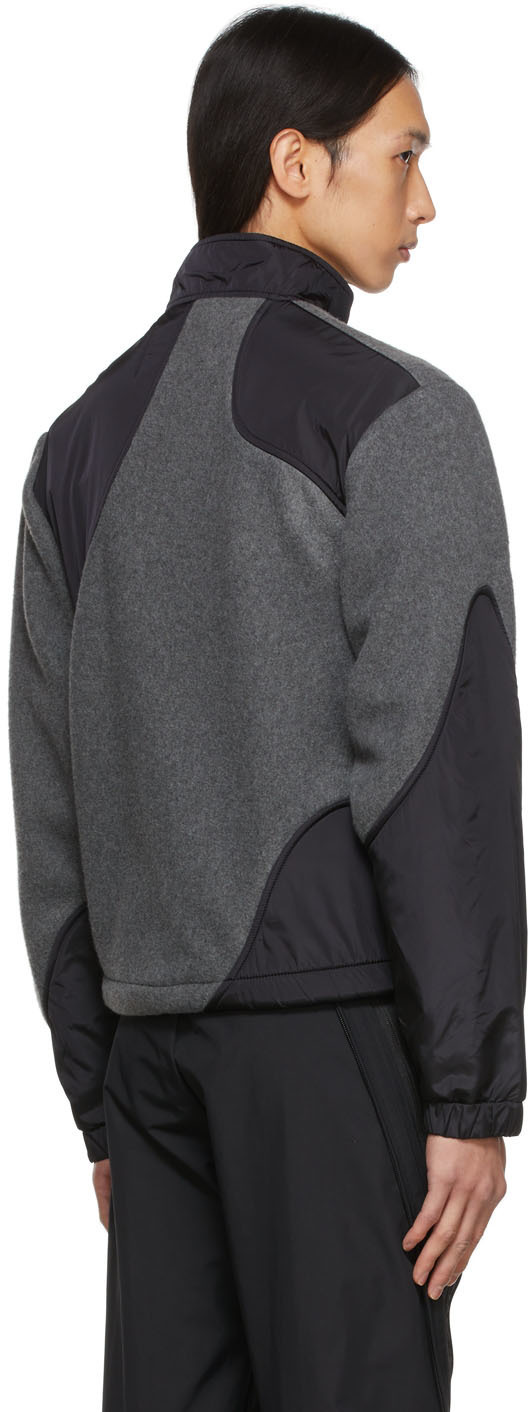 HELIOT EMIL Grey & Black Paneled Fleece Jacket Heliot Emil