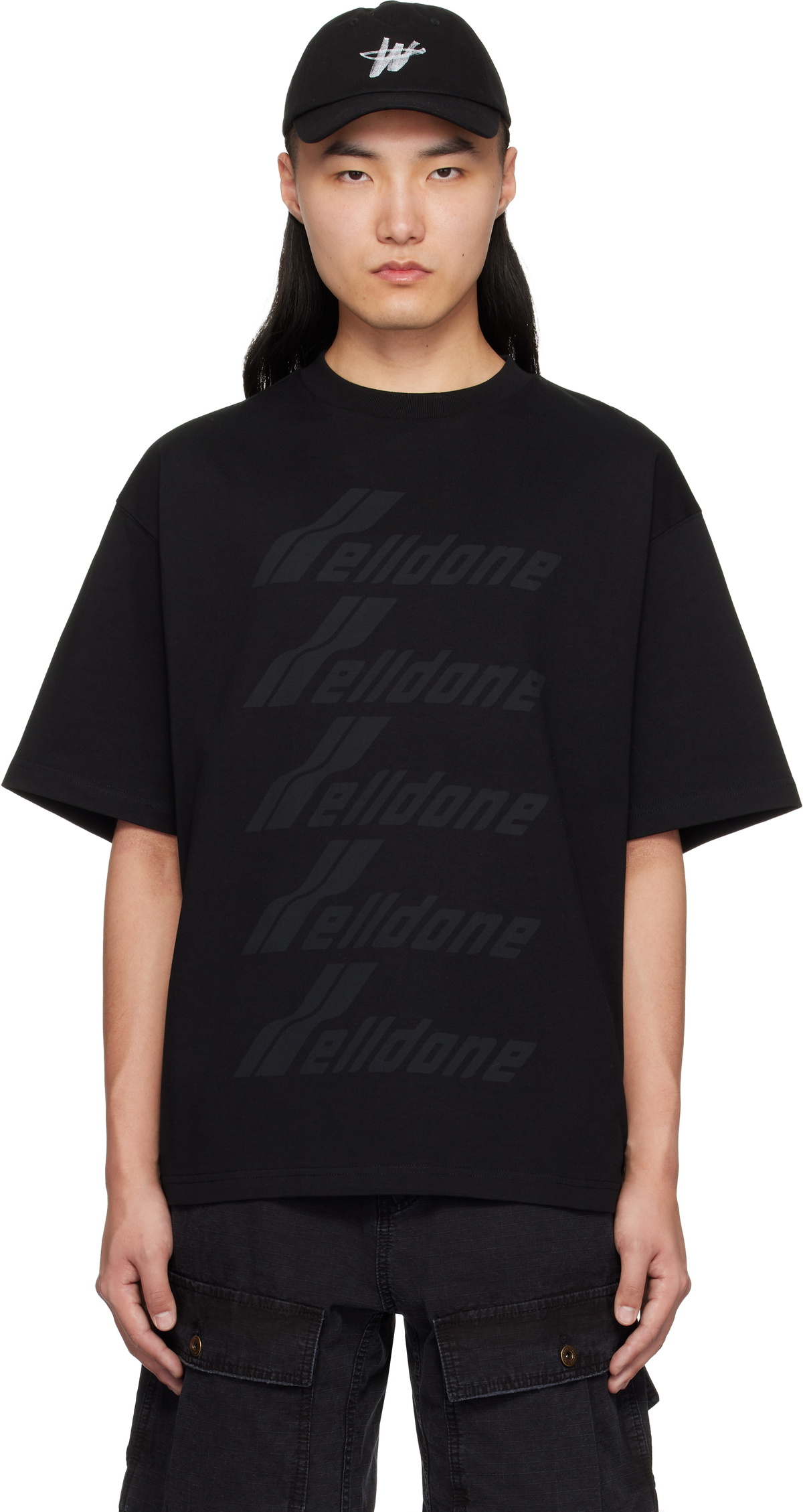 We11done Black Front Logo T-shirt We11done