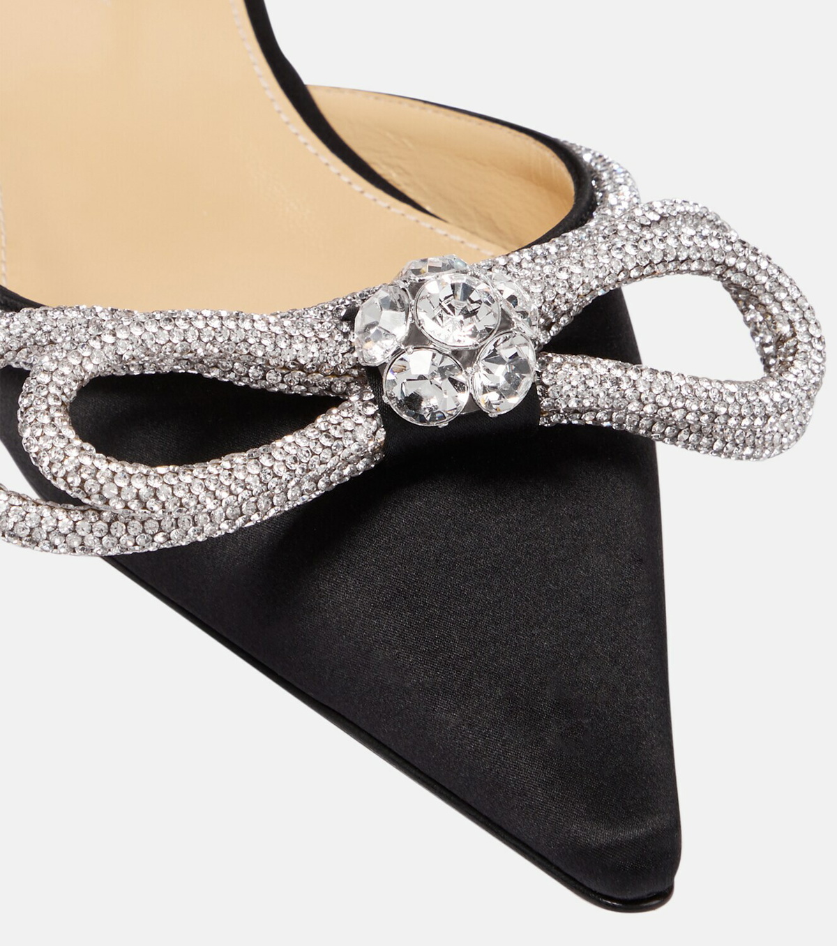 Mach & Mach Double Bow embellished satin flats MACH & MACH