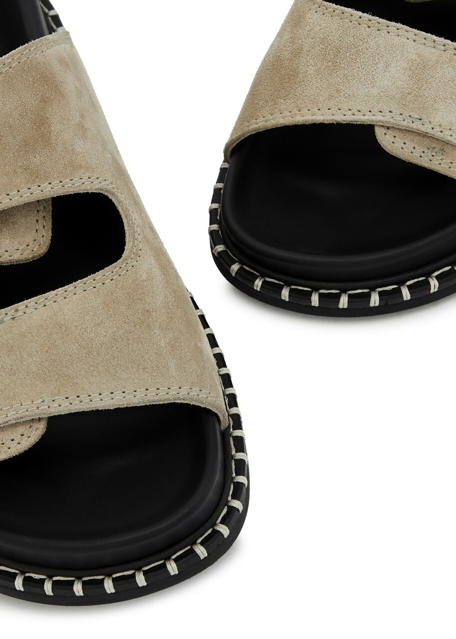 Chloe Rebecca Suede Sliders Taupe Chloe