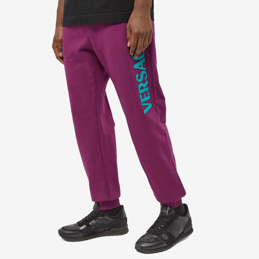 Versace Men's Logo Applique Sweat Pant in Plum Versace