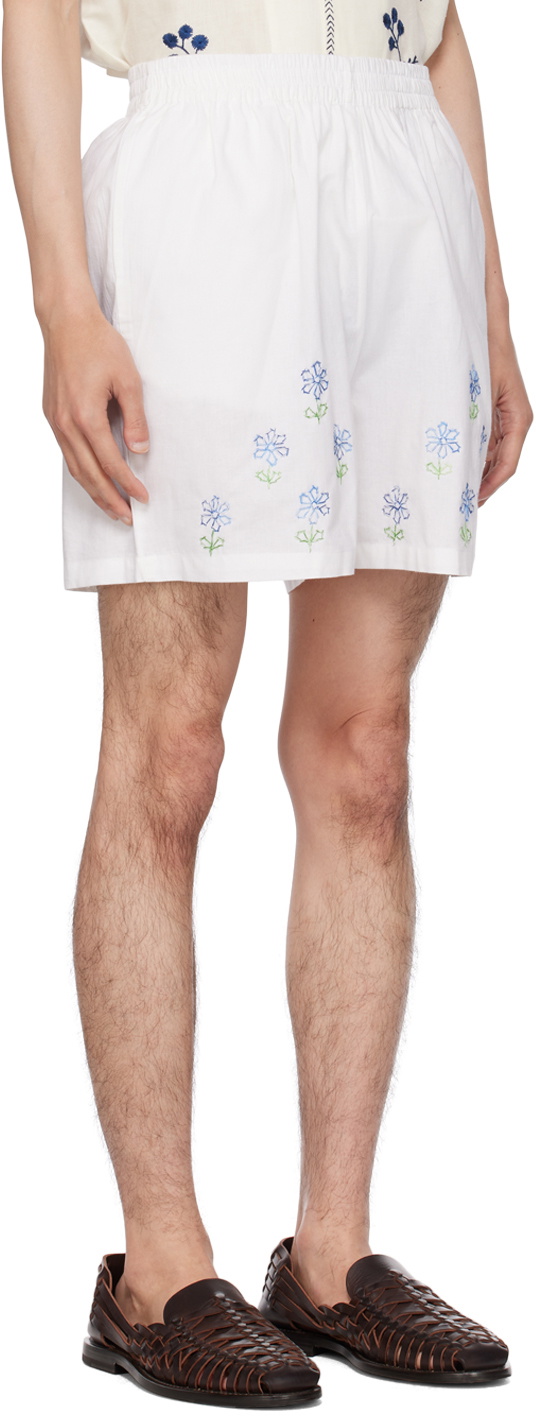 HARAGO White Floral Shorts HARAGO