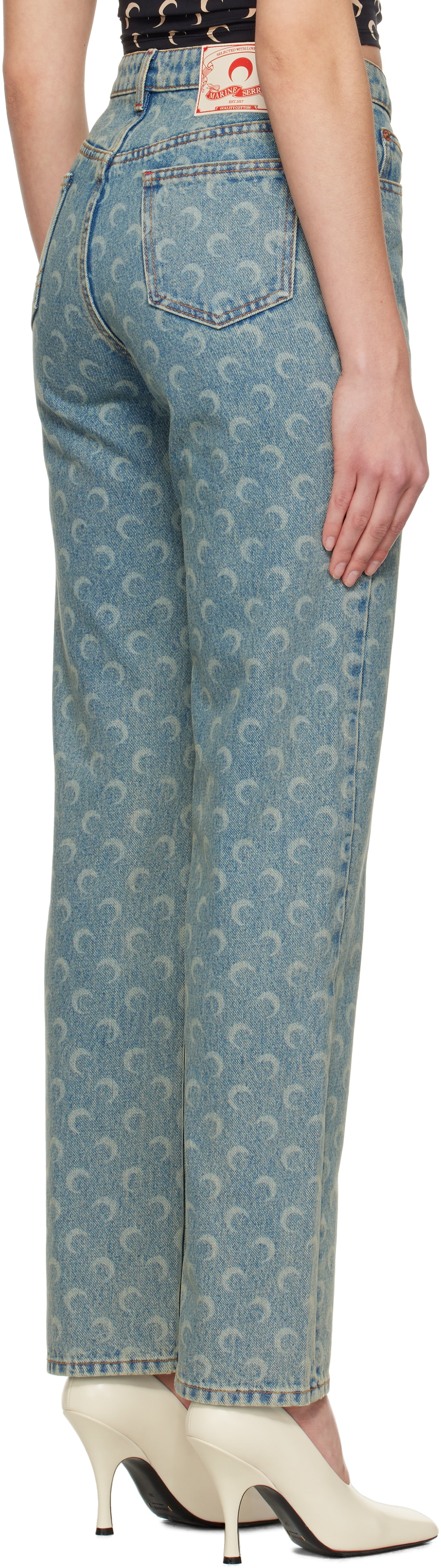 Marine Serre Blue Moon Laser Straight Jeans Marine Serre