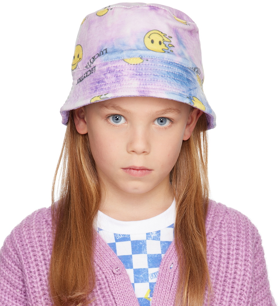Luckytry Kids Purple Smiley Beloa Reversible Bucket Hat Luckytry