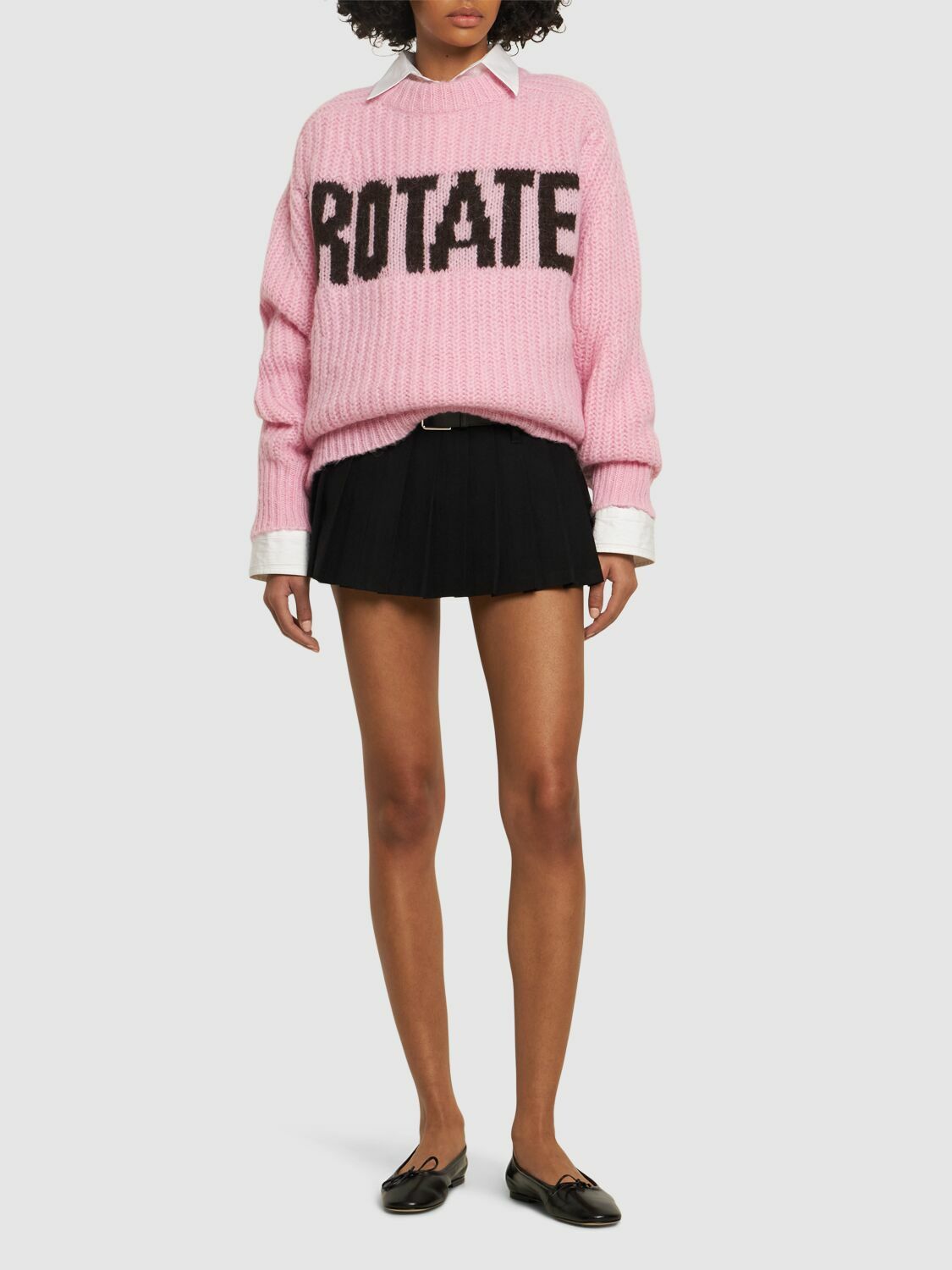 ROTATE Logo Oversize Wool Blend Knit Sweater ROTATE Birger Christensen