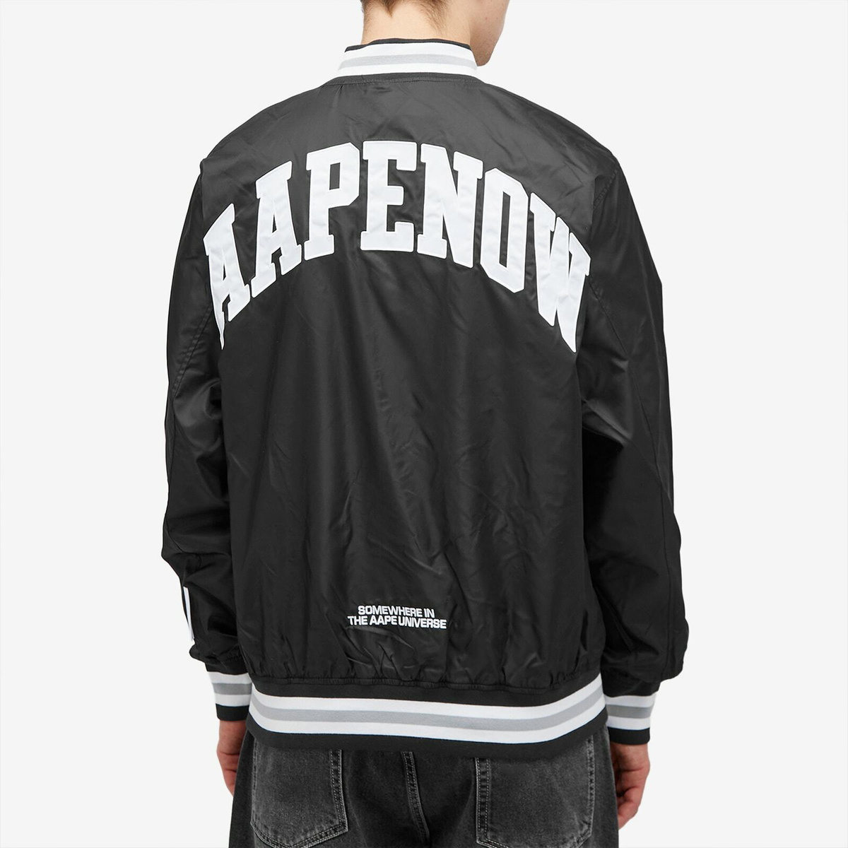 Men's AAPE Logo Varsity Jacket in Black AAPE by A Bathing Ape