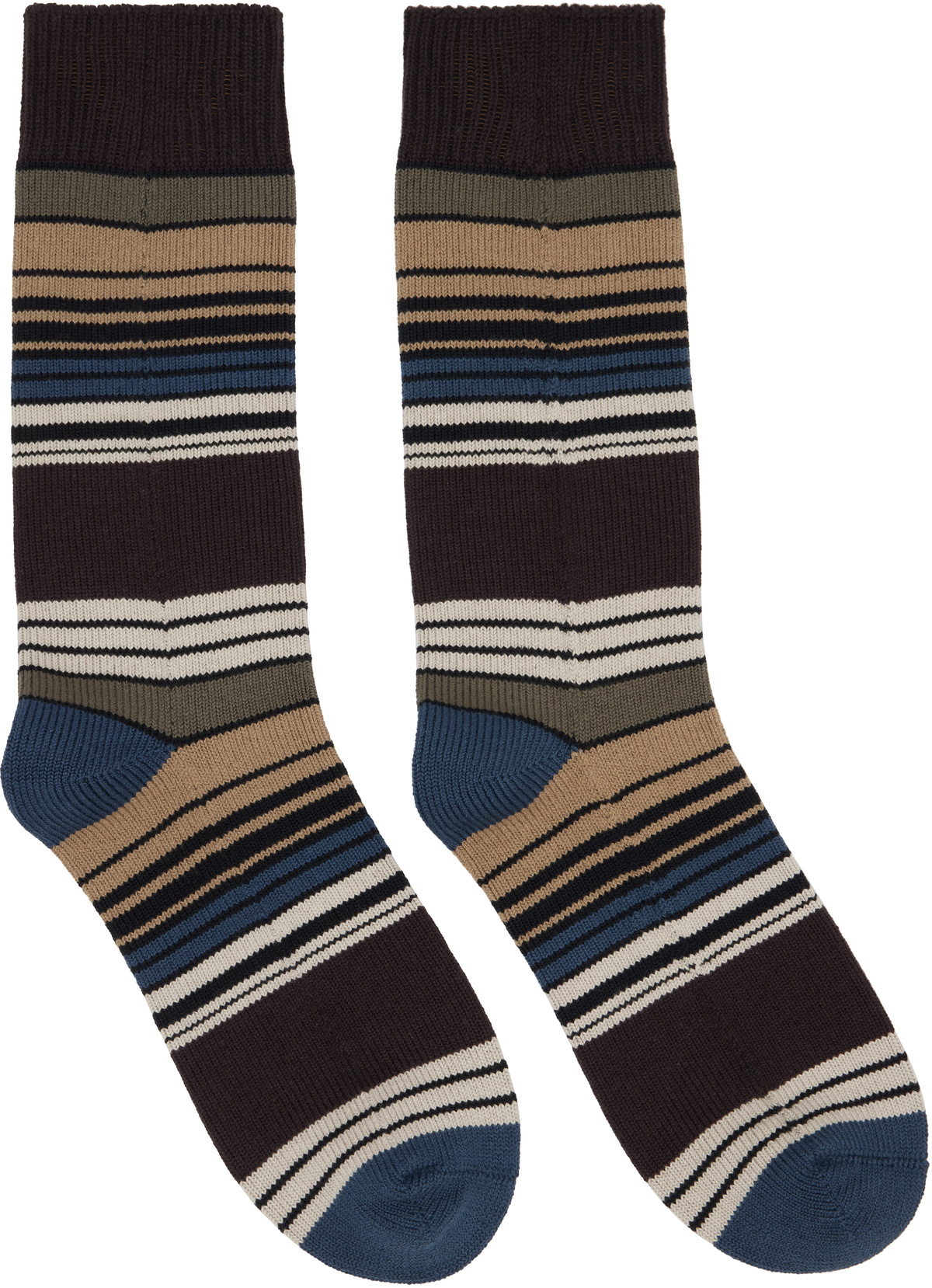 sacai Brown Horizontal Stripe Socks Sacai