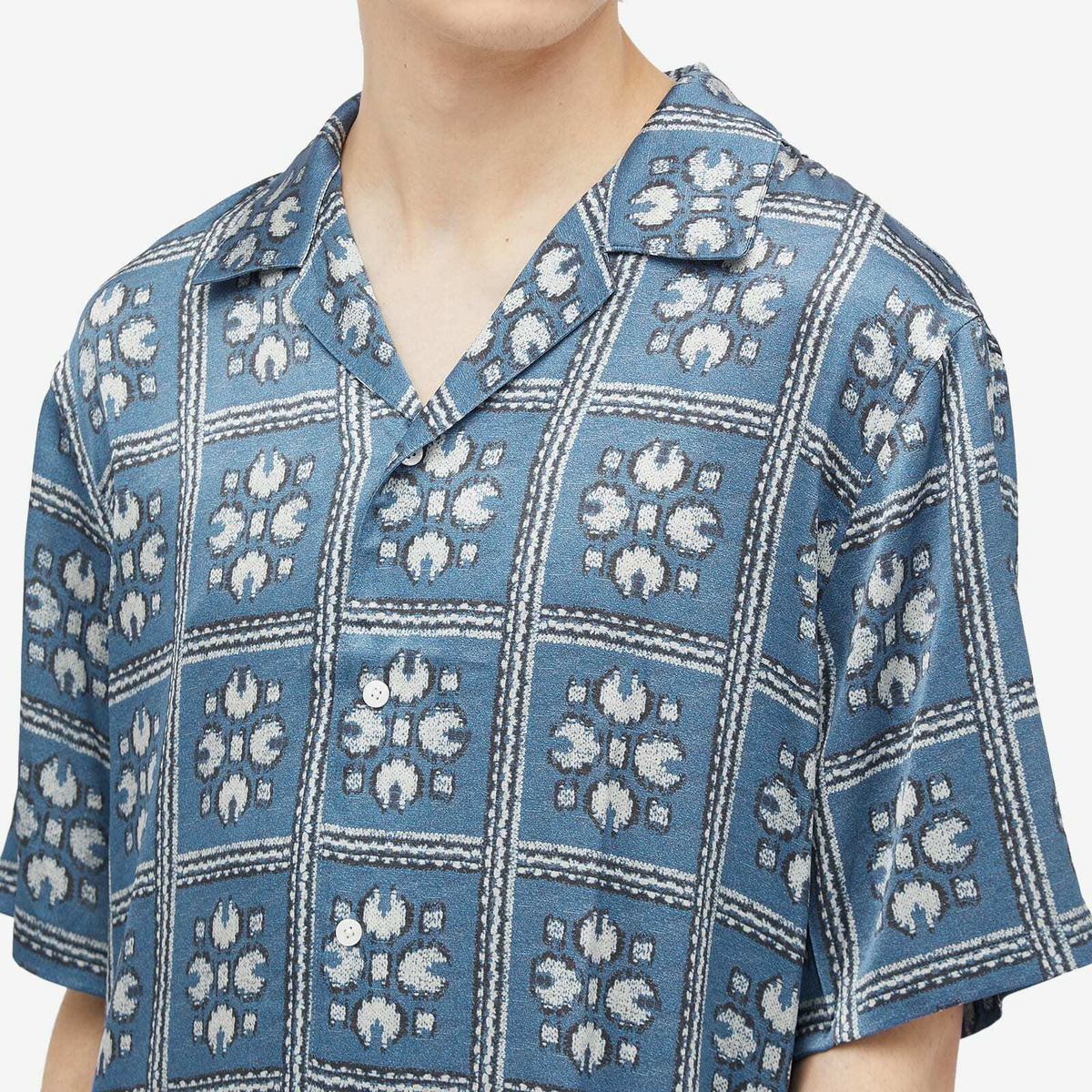 Nahmias Men's Tiled Silk Vacation Shirt in Tiled Print Nahmias