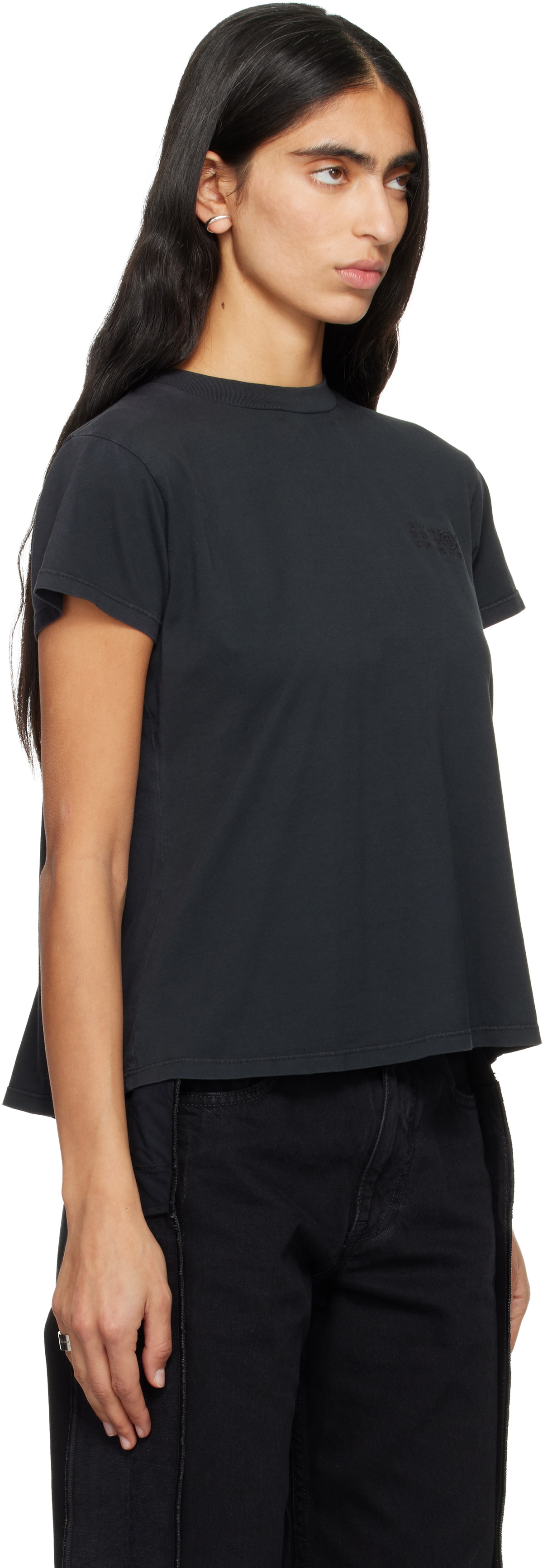 MM6 Maison Margiela Black Cotton Jersey T-shirt MM6 Maison Margiela