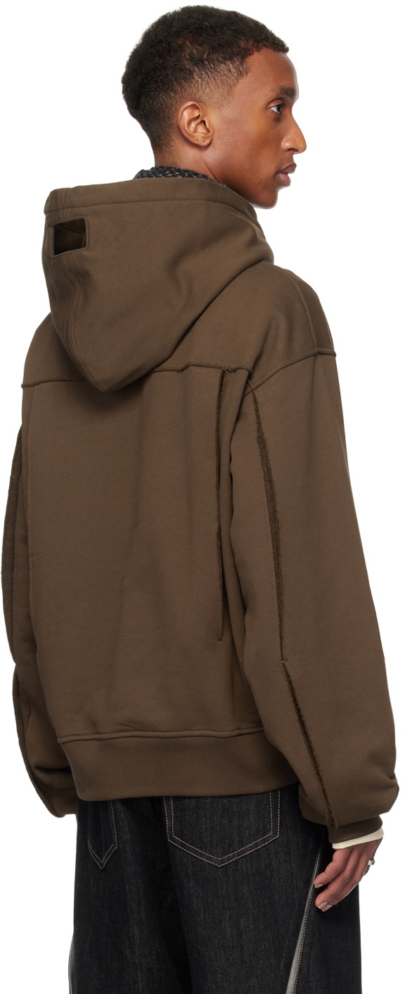 NULLUS Brown Slit Cut Hoodie NULLUS