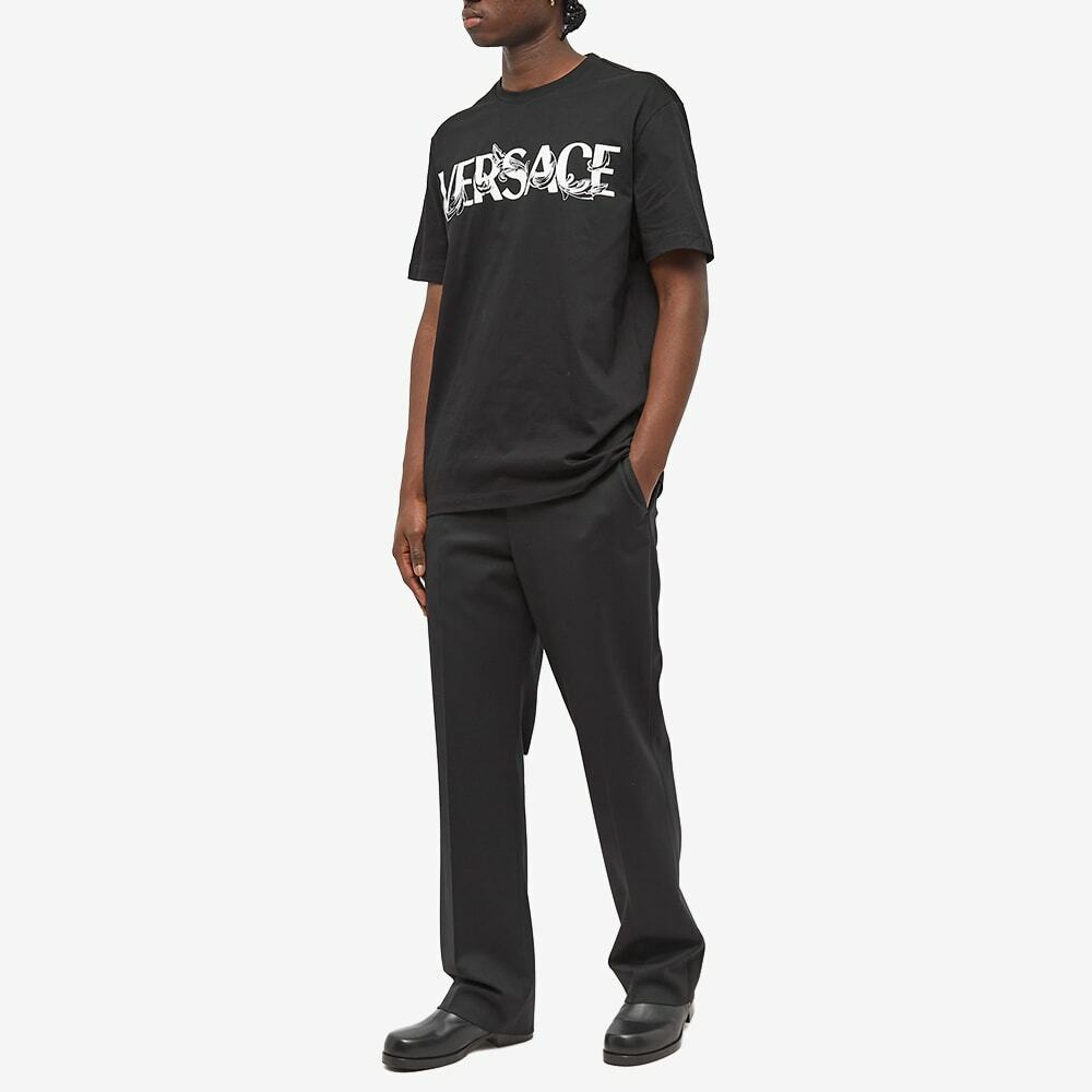 Versace Men's Baroque Text Logo T-Shirt in Black/White Versace