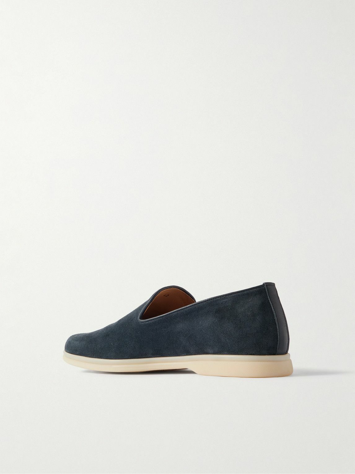 Rubinacci - Mod Mare Leather-Trimmed Suede Loafers - Blue Rubinacci