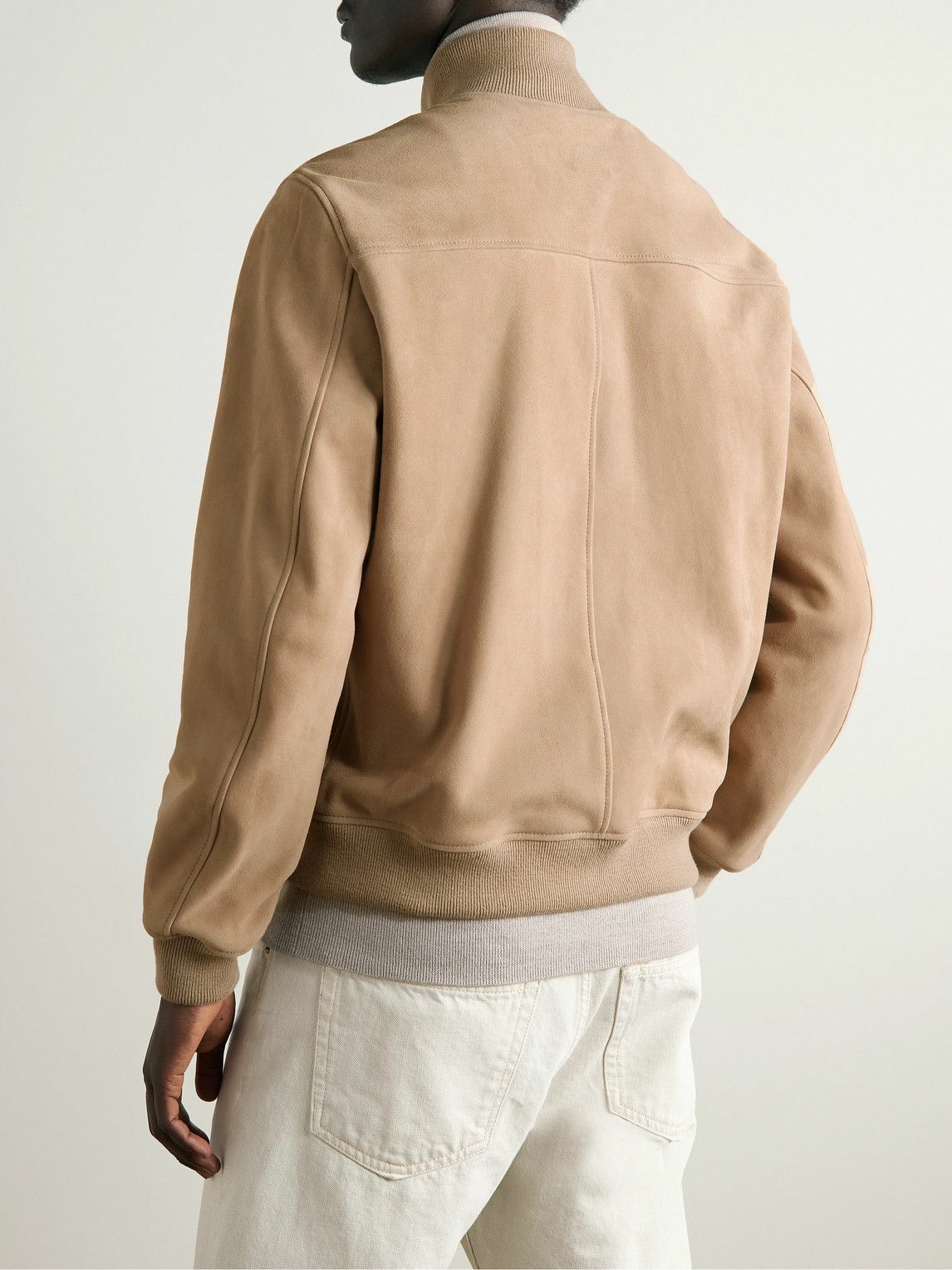 Mr P. - Suede Bomber Jacket - Neutrals Mr P.
