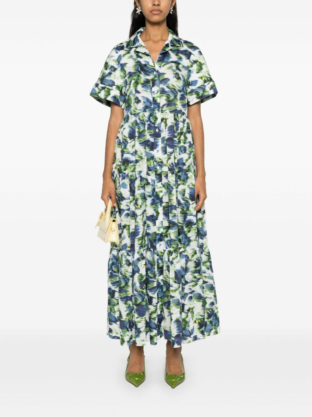 ERDEM White Floral Print Cotton Shirt Dress Erdem