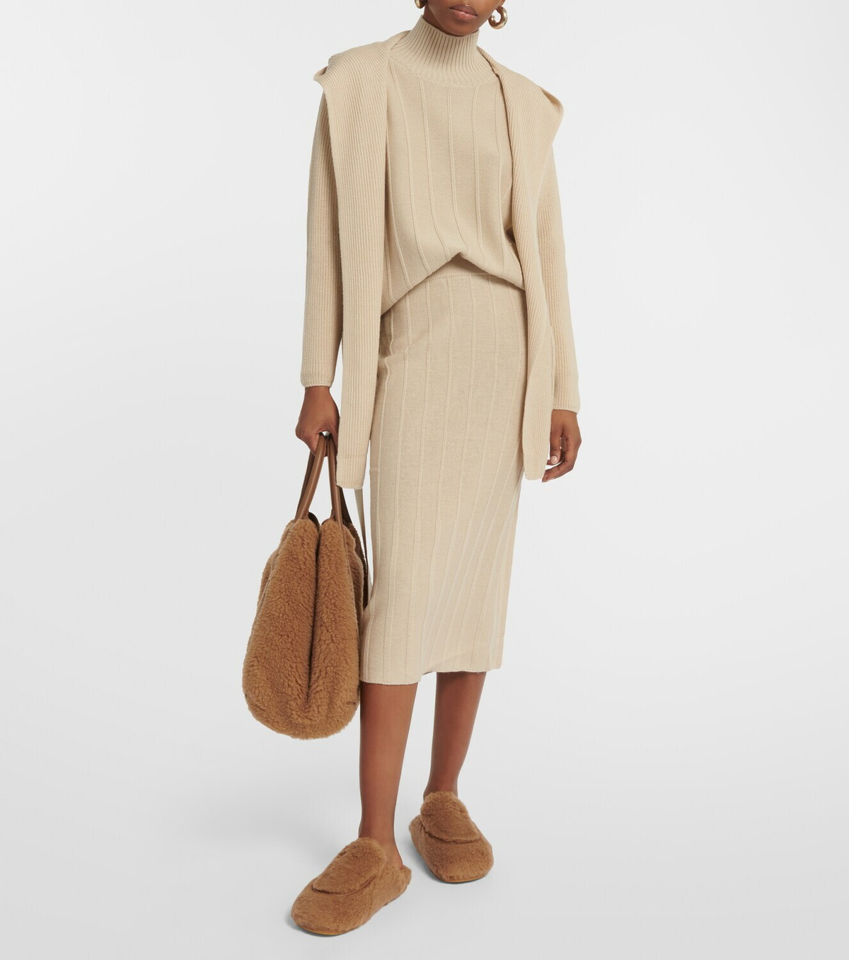 Max Mara Nava ribbed-knit virgin wool wrap coat Max Mara