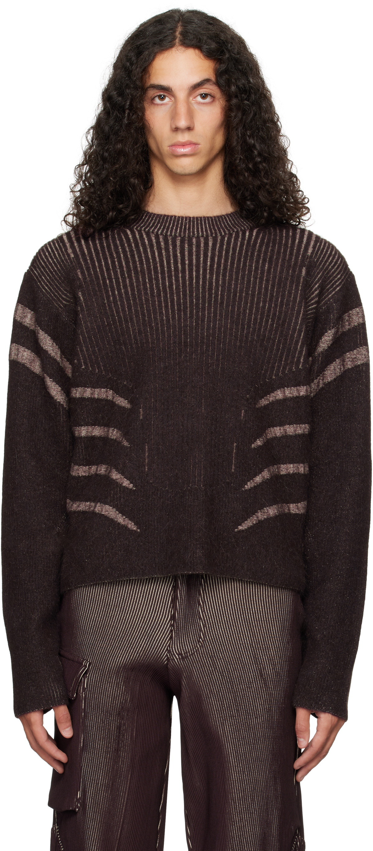 Charlie Constantinou Brown Mohair & Wool Blend Plated Sweater Charlie ...