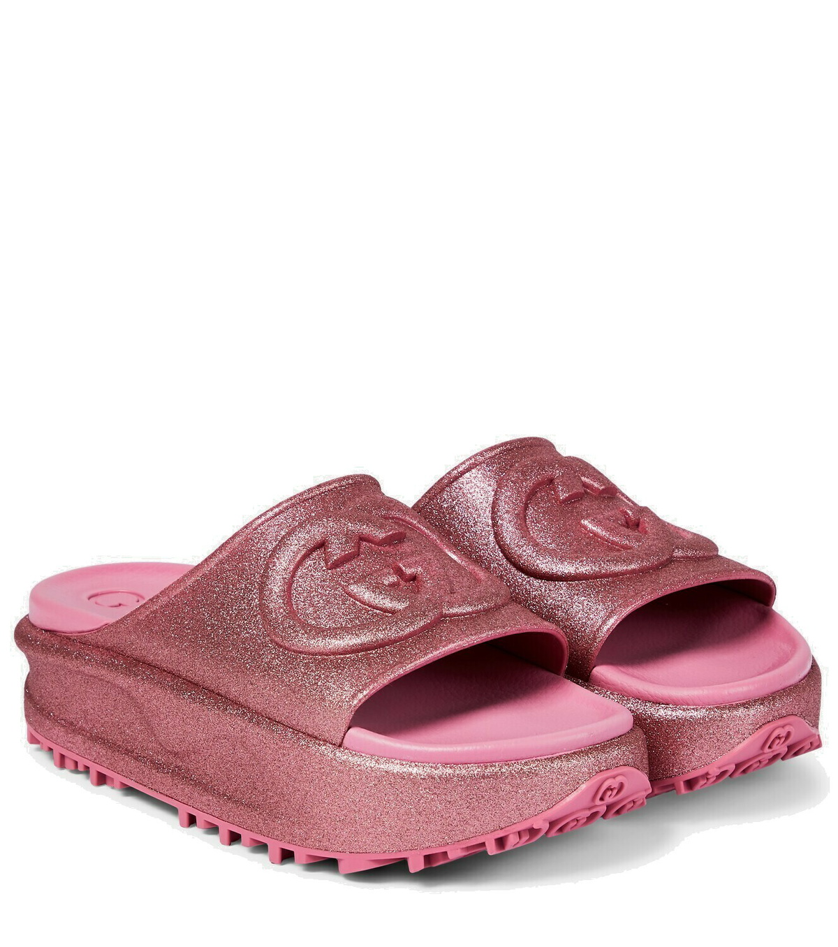 Gucci - GG metallic platform slides Gucci