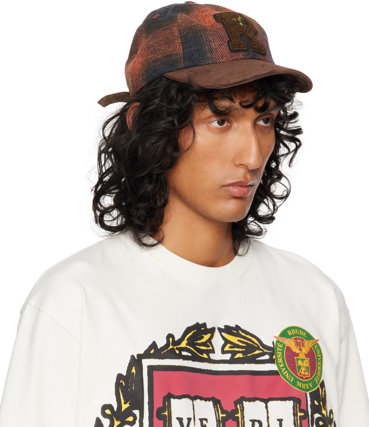 Rhude Brown & Red Flannel R Patch 6-Panel Cap Rhude