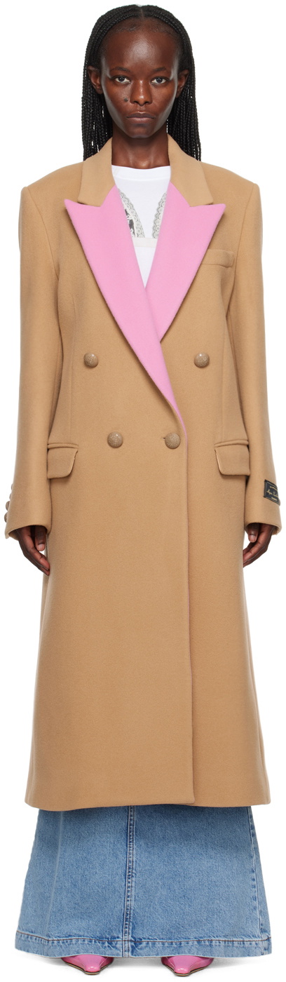 MSGM Beige Double-Breasted Coat MSGM