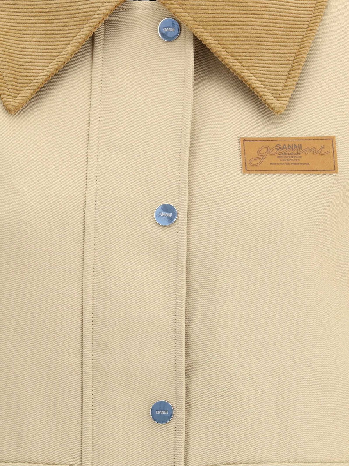 Ganni Cotton Jacket With Corduroy Collar GANNI