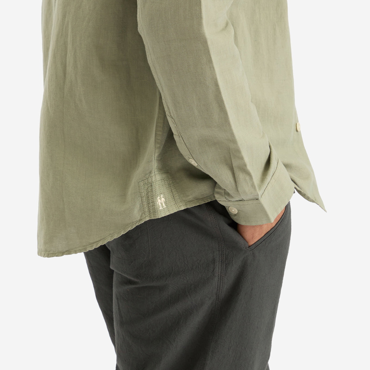 Folk Men's Contrast Pocket Shirt in Sage Folk