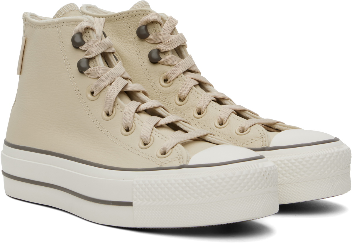 Converse Beige Chuck Taylor All Star Lift Platform Weatherized Leather ...