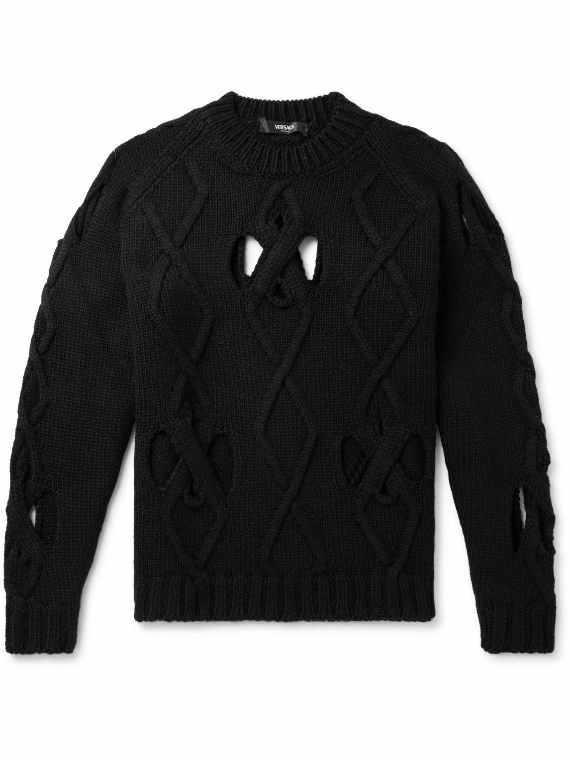 Versace - Open-Knit Alpaca and Wool-Blend Sweater - Black Versace