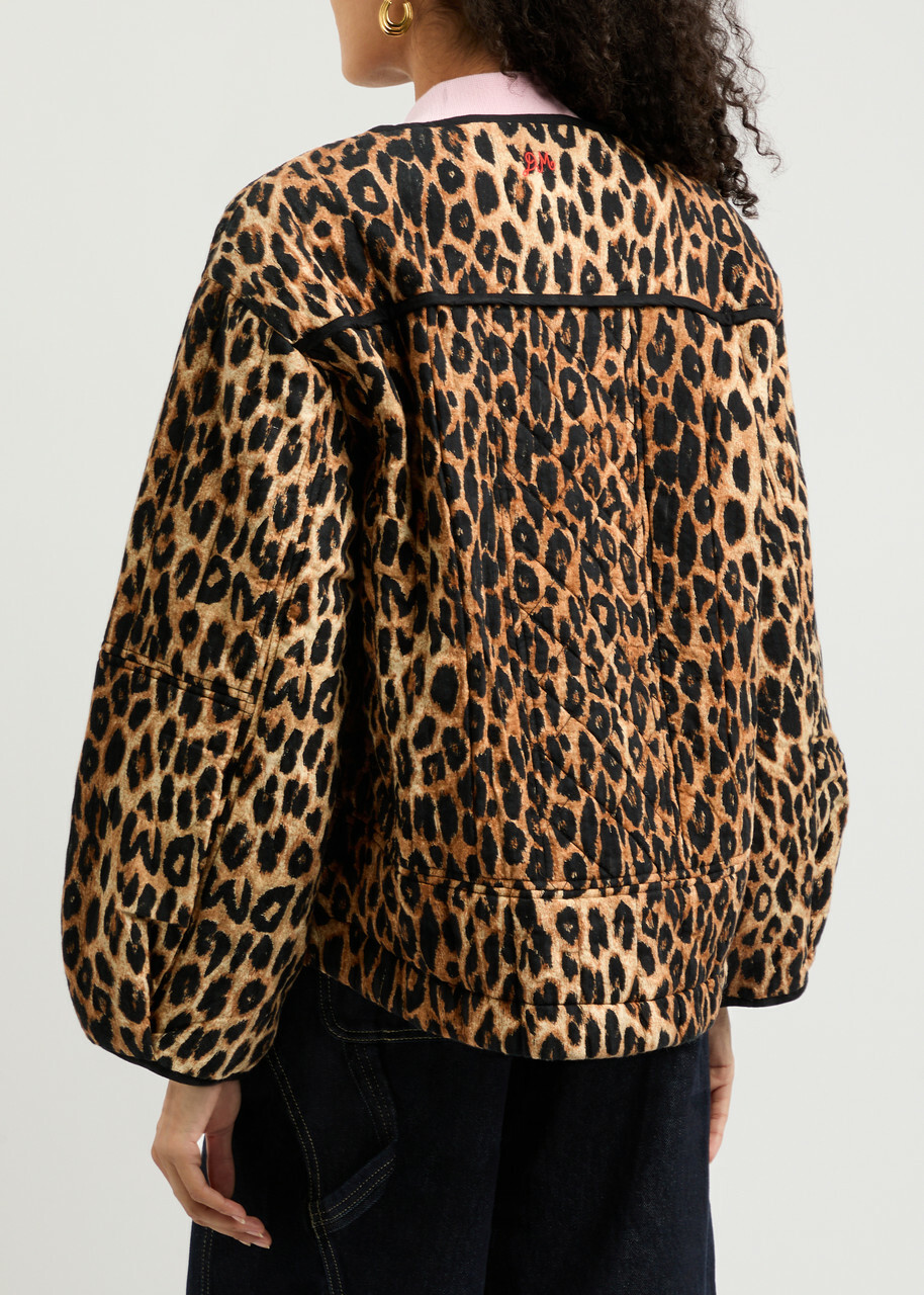Damson Madder Macy Leopard-print Quilted Jacket Damson Madder