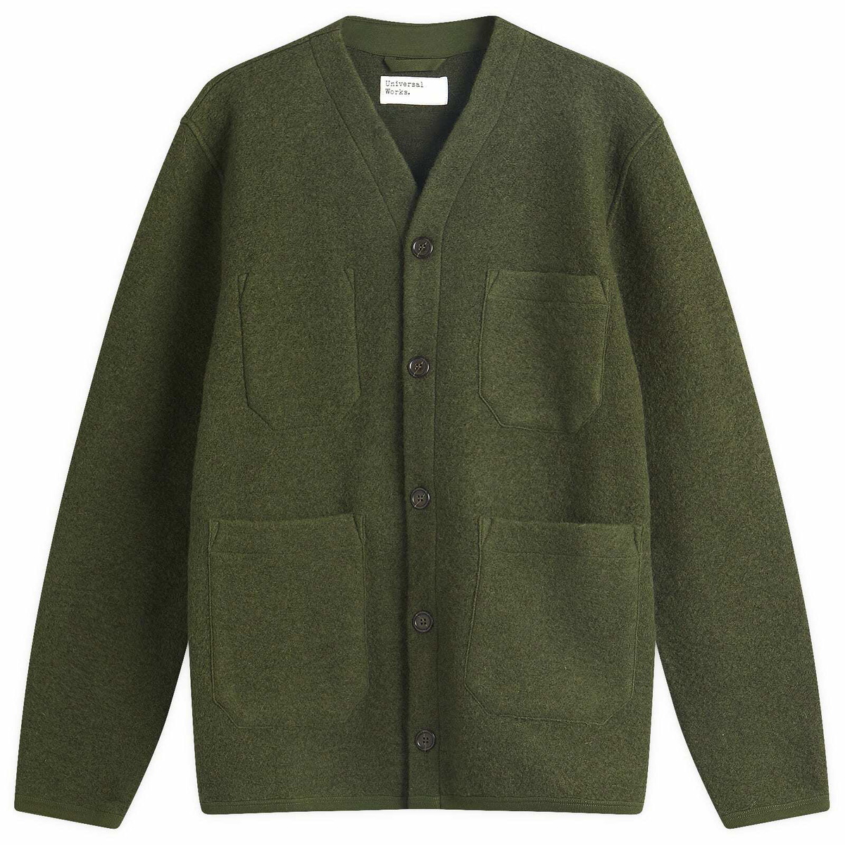 Universal Works Men's Wool Fleece Cardigan - Presented by END. in Olive ...