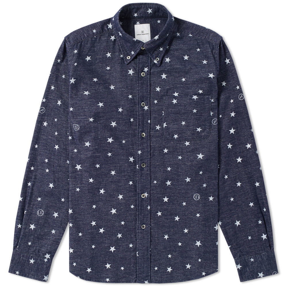 Uniform Experiment Star Flannel Shirt Blue Uniform Experiment