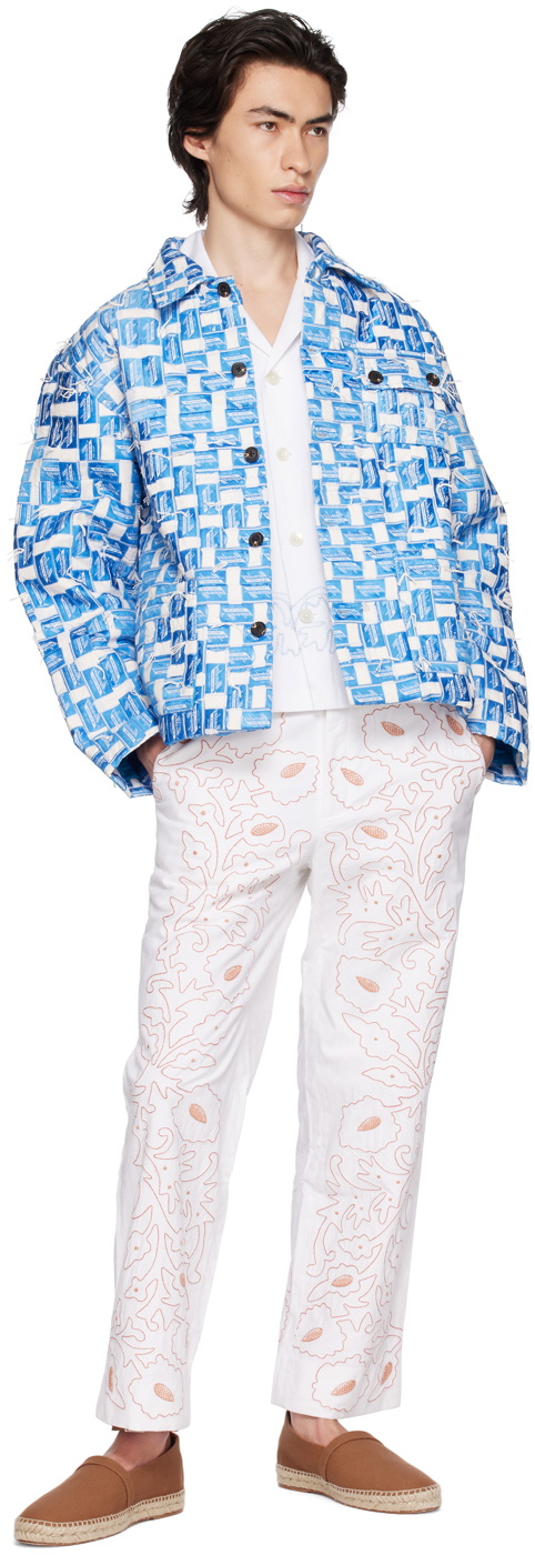 Bode Blue & Off-White Monday Label Jacket Bode