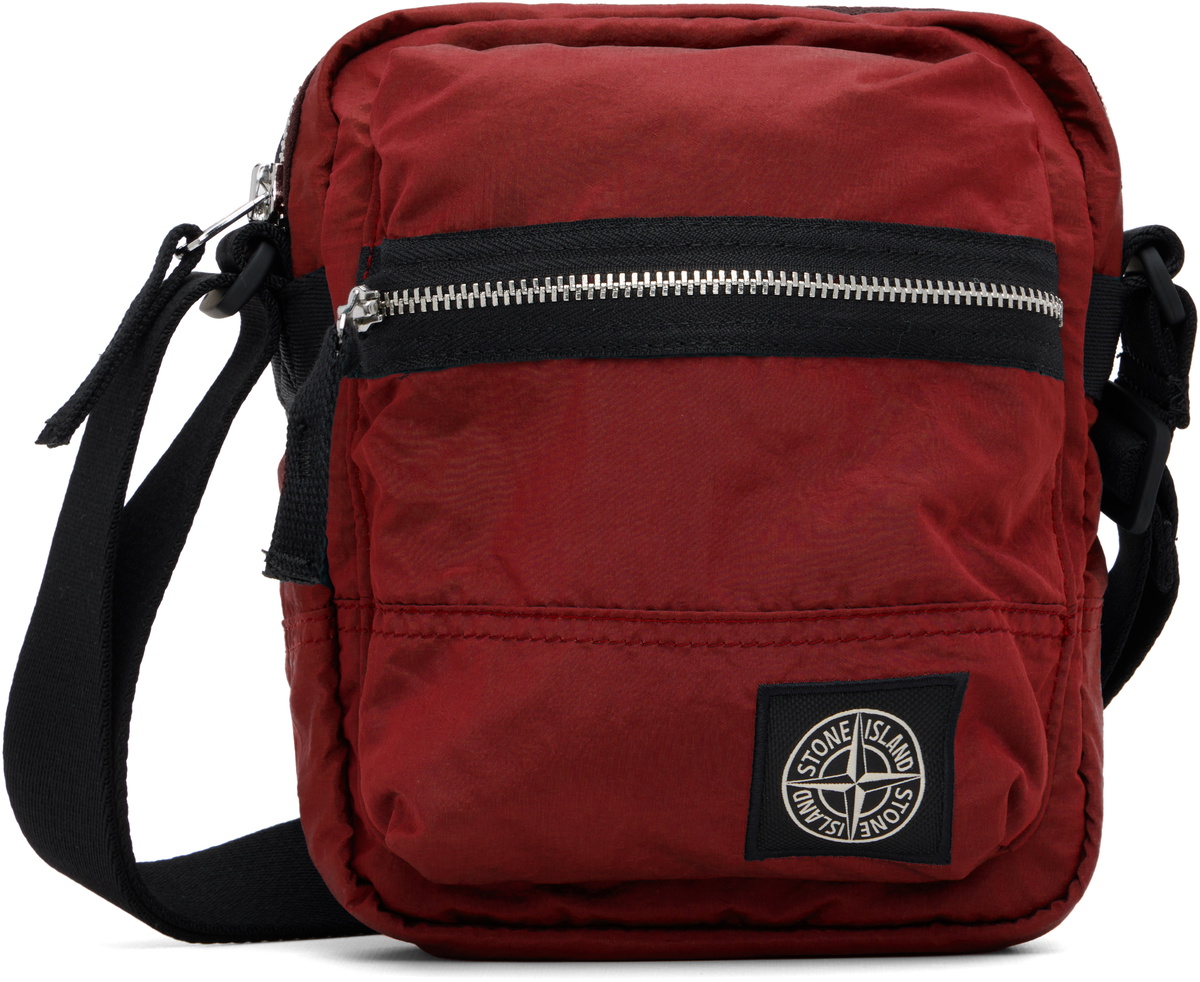 Stone Island Red 9200015 Coated Nylon Metal ECONYL Pouch Stone Island