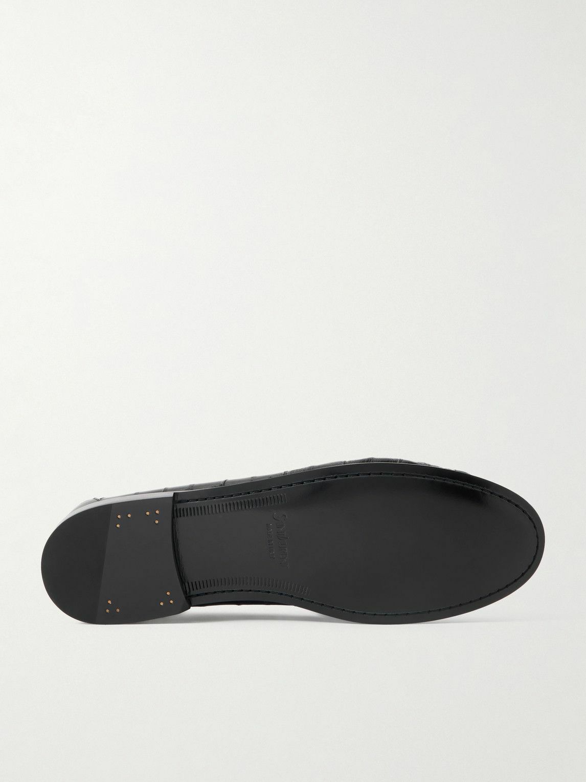 SAINT LAURENT - Le Loafer Monogram Logo-Appliquéd Eel Penny Loafers ...