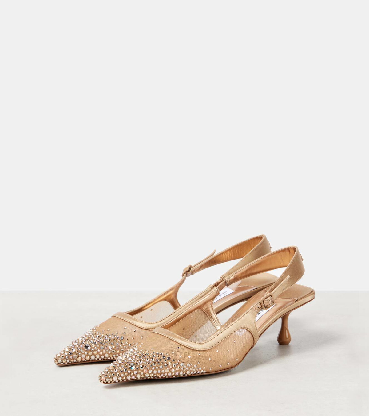 Jimmy Choo Amel 50 embellished mesh slingback pumps Jimmy Choo