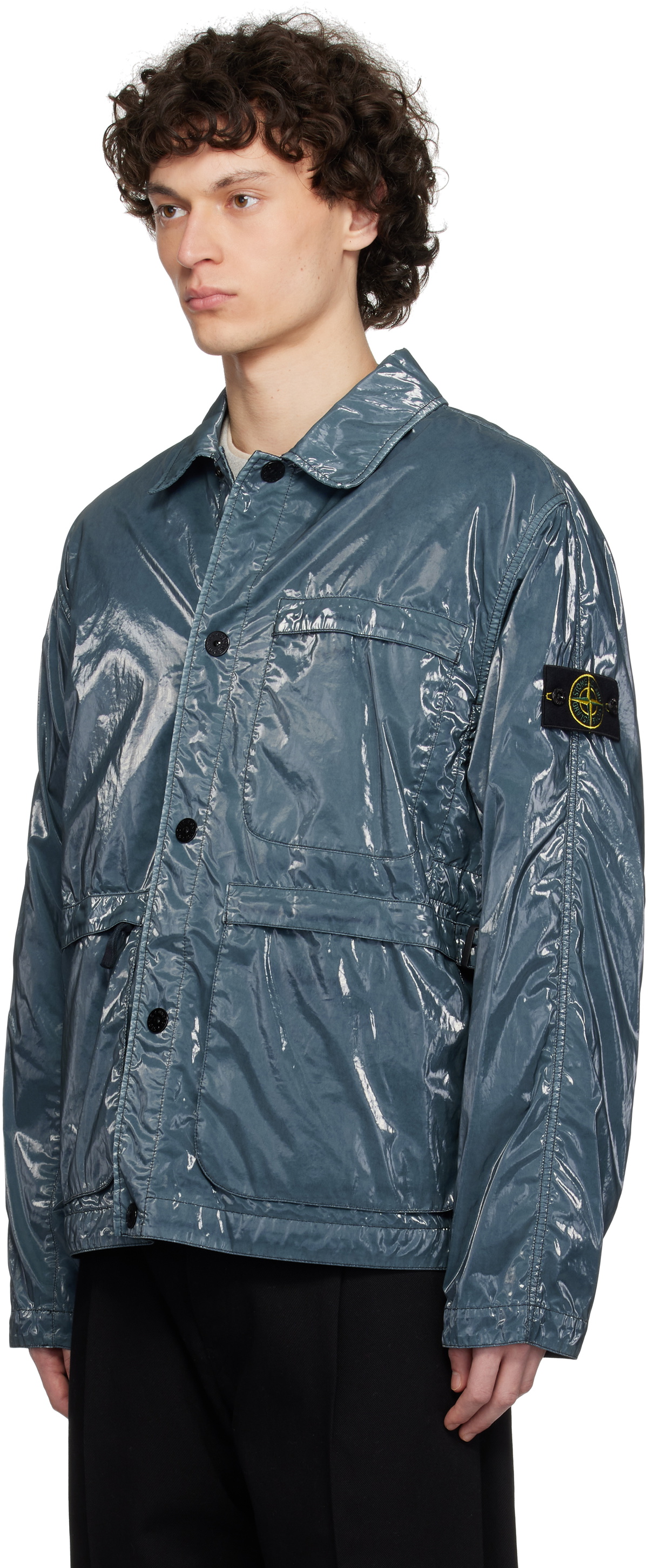 Stone Island Blue Caban Mussola Prismatica Jacket Stone Island
