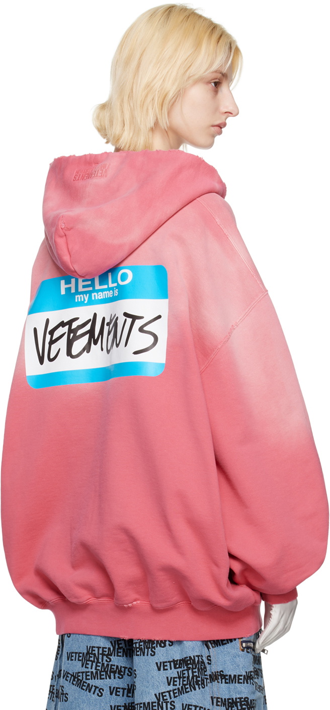 VETEMENTS Pink 'My Name Is VETEMENTS' Hoodie Vetements