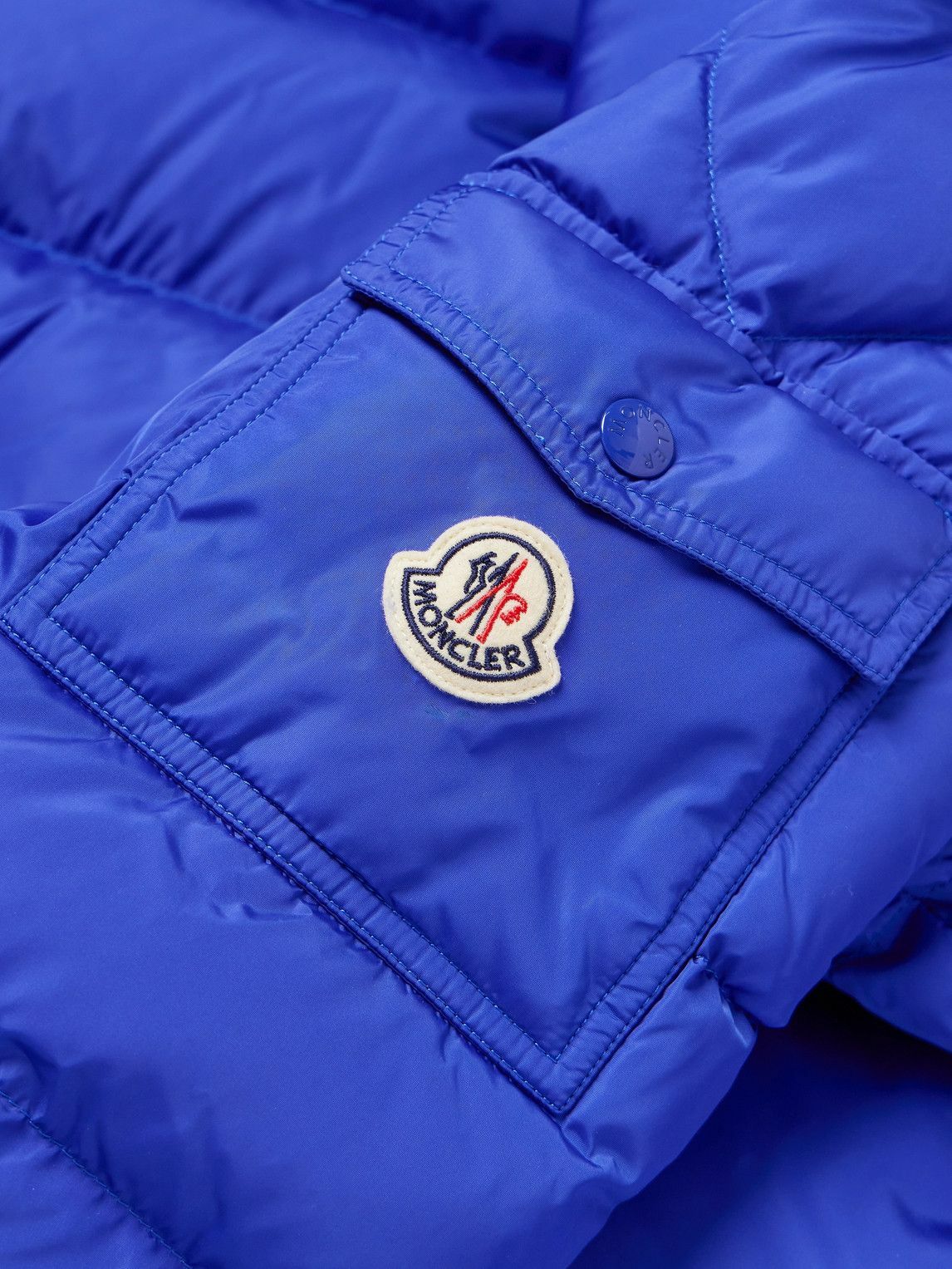 Moncler - Maya Logo-Appliquéd Quilted Shell Hooded Down Jacket - Blue ...
