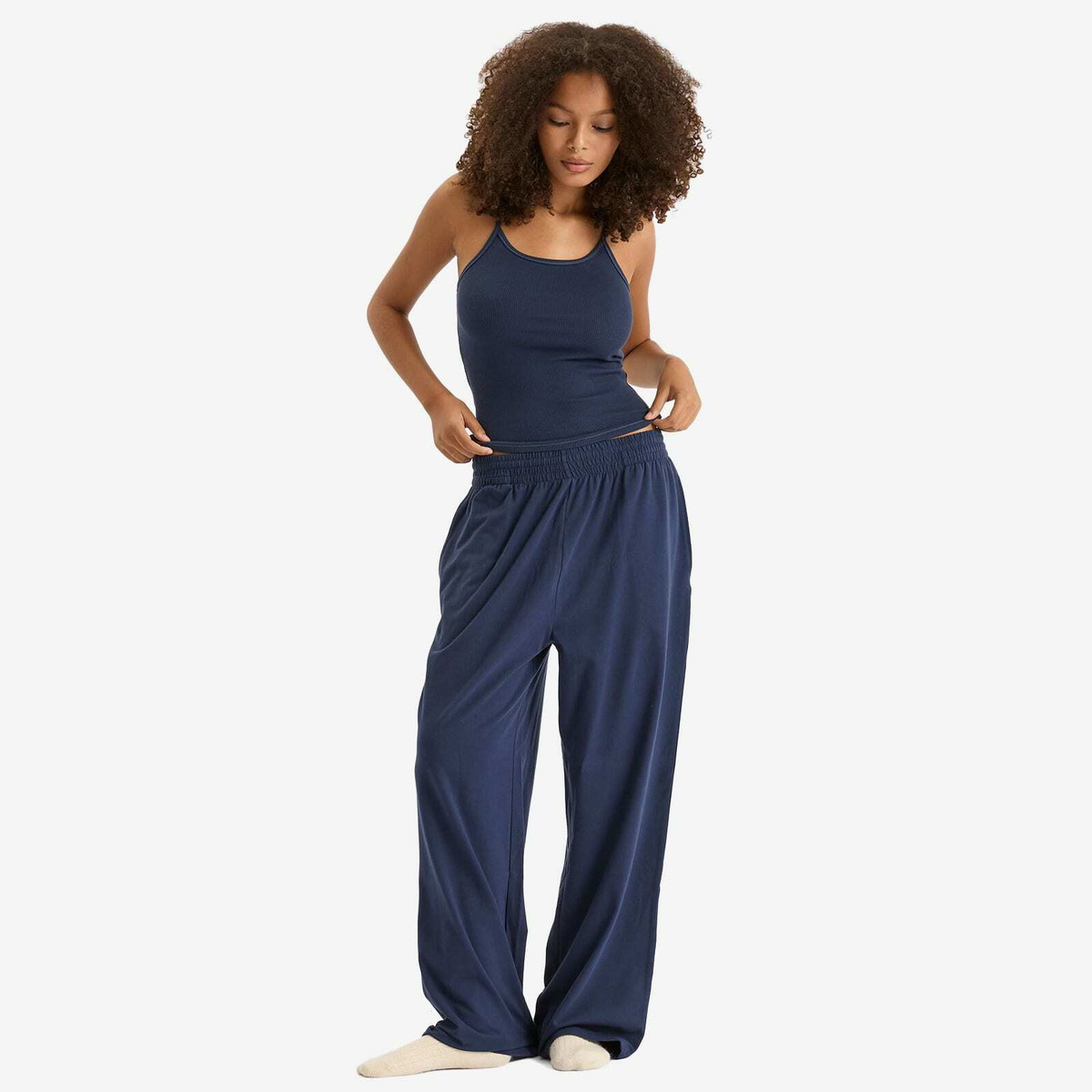 SKIMS Women's Cotton Rib Scoop Tank in Navy SKIMS