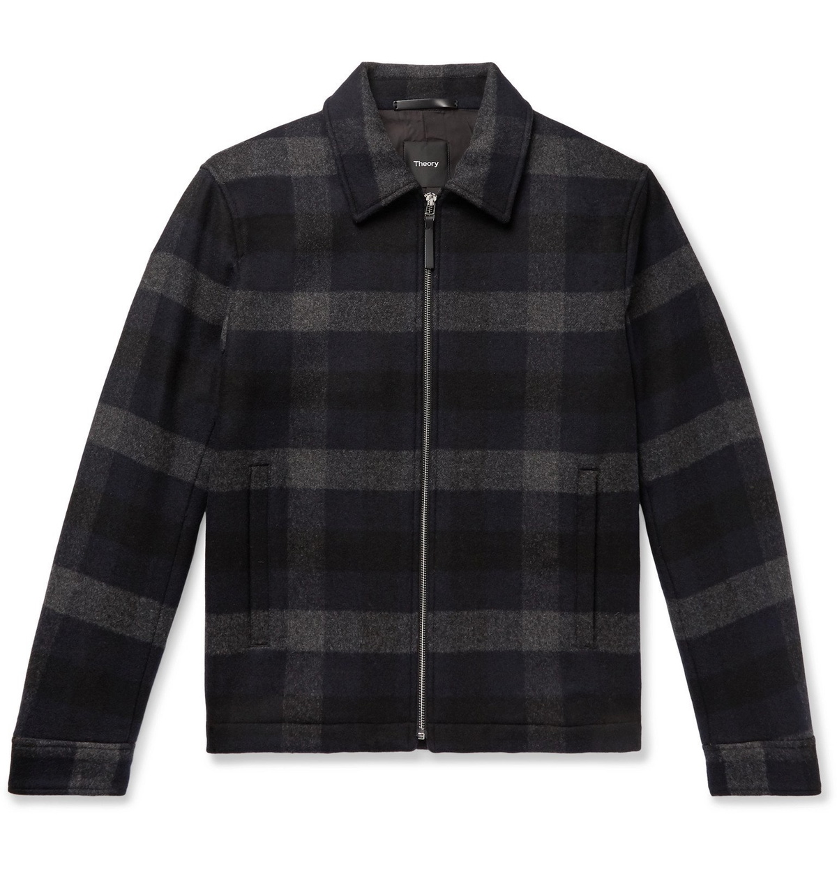 Theory - Wyatt Checked Wool-Blend Jacket - Black Theory