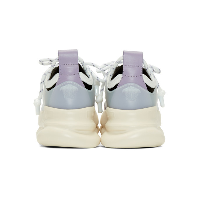 Versace White and Purple Chain Reaction Sneakers Versace