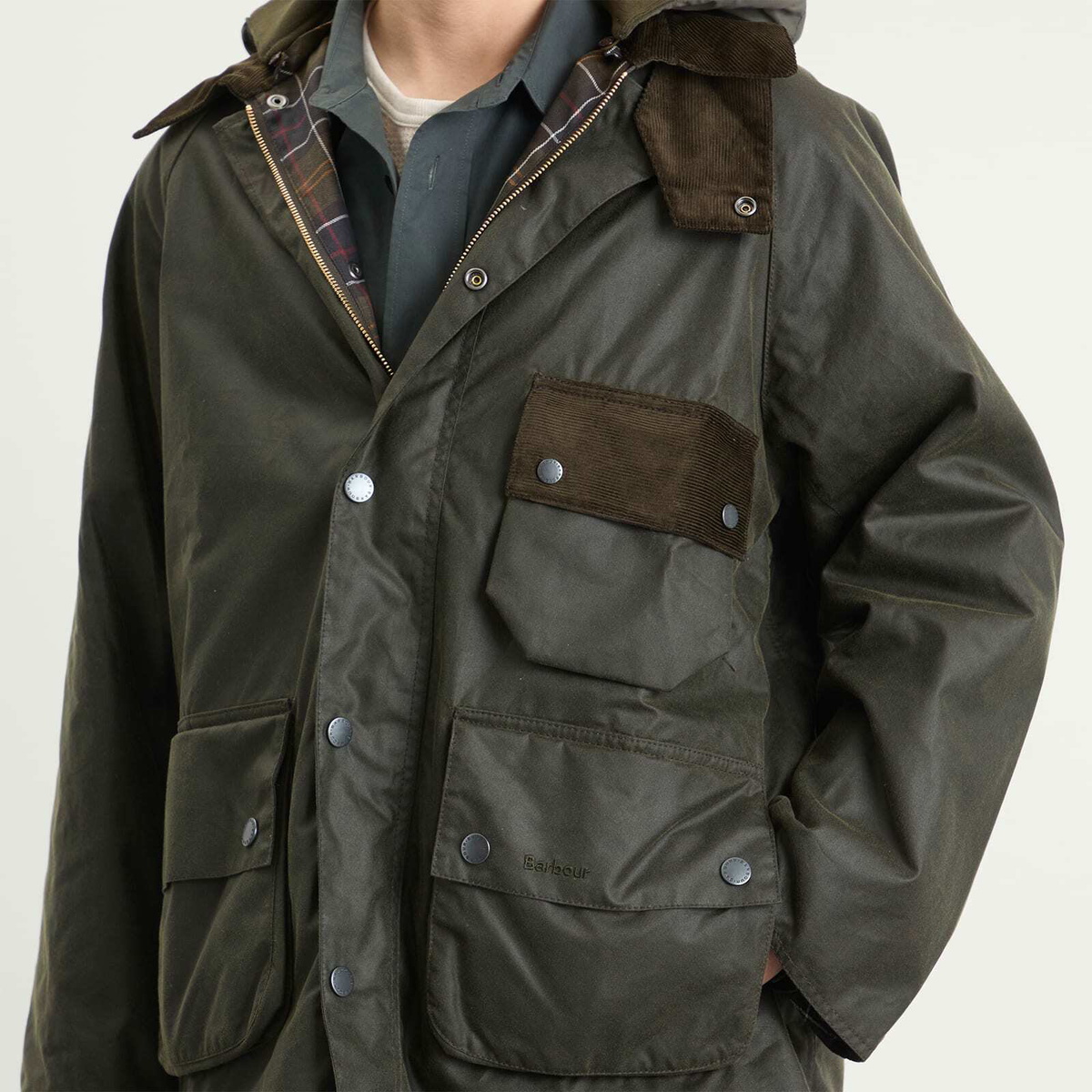Barbour Men's Heritage + Modified Solway Wax Jacket in Olive Barbour