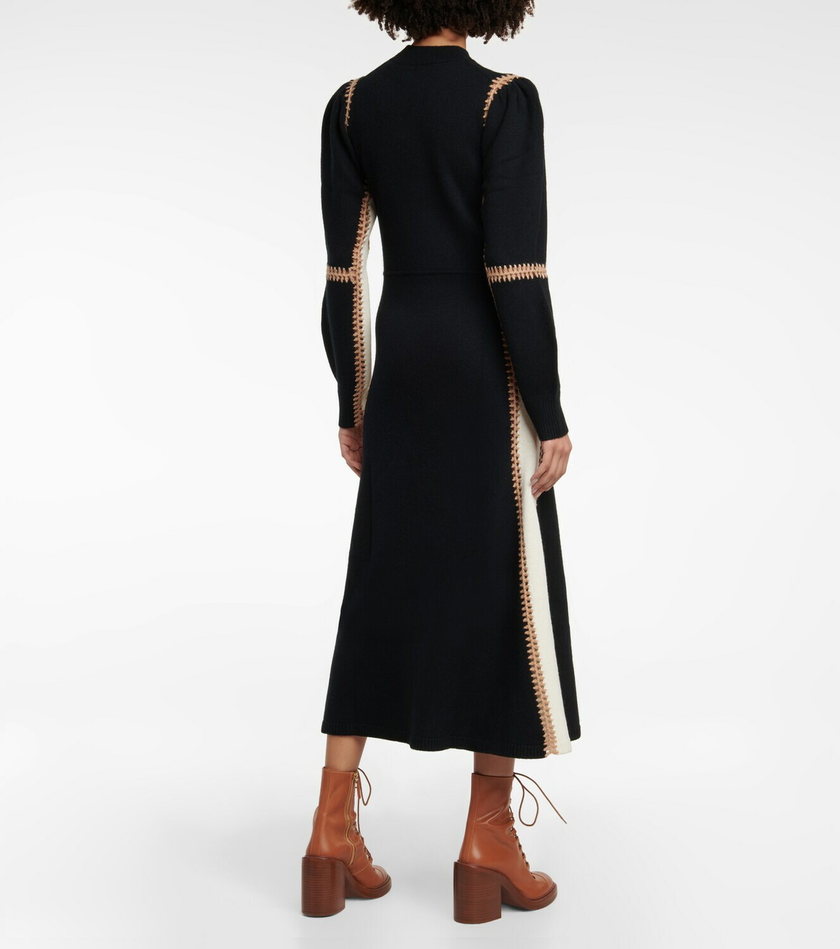 Chloe - Whip-stitched wool-blend midi dress Chloe